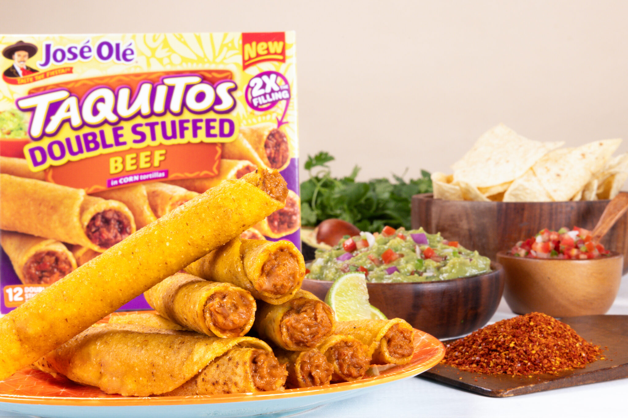 Double Stuffed Beef Taquitos in Corn Tortillas - Jose Ole